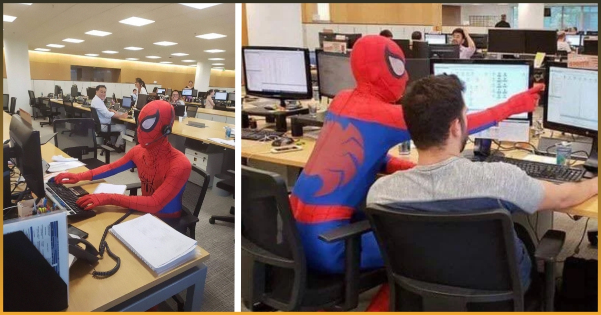 Man Shows Up In A SpiderMan Costume On The Last Day Of His Job