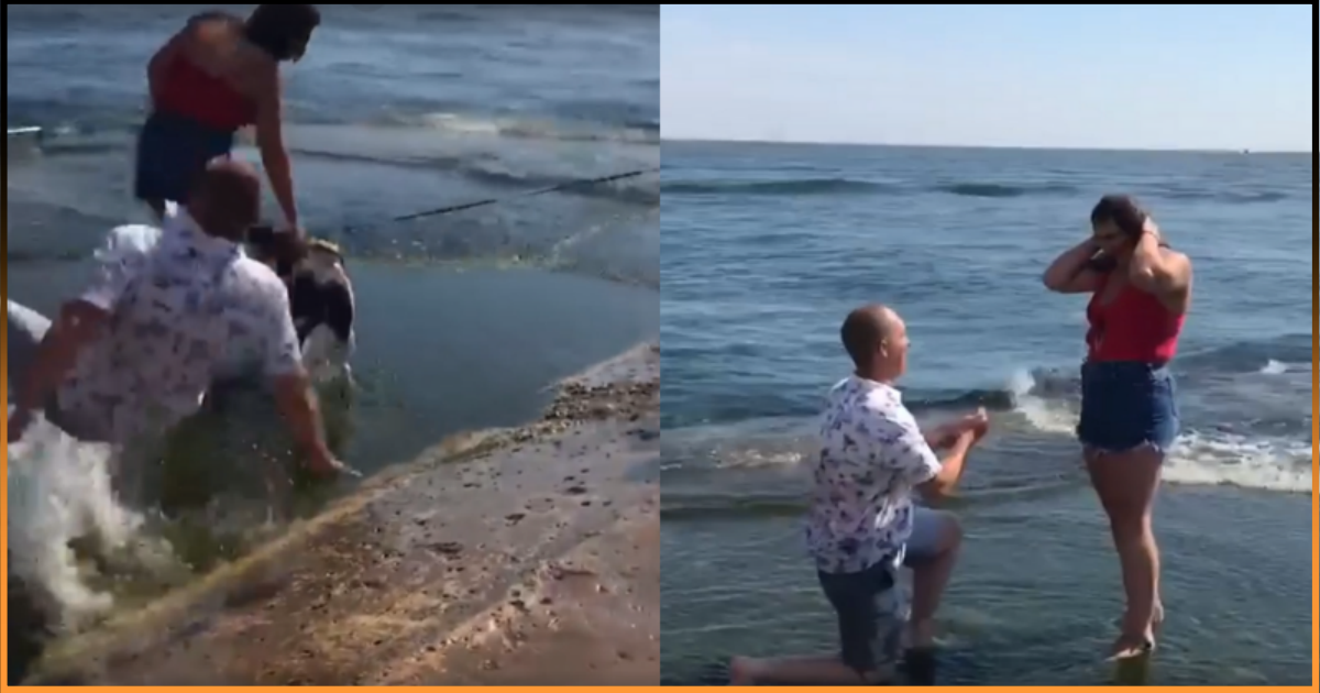 'Falling' In Love: Man Slips and Falls On The Beach Right Before ...